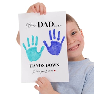 Best Dad Hands Down Printable Handprint Card for Preschool, DIY ...