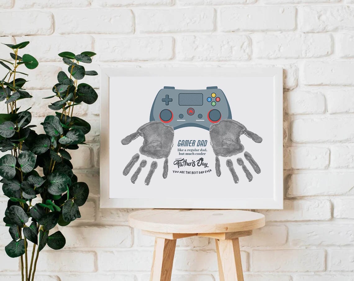 Gamer Dad Printable Handprint Art Happy Father's Day | Etsy
