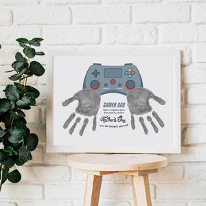 Gamer Dad Printable Handprint Art, Happy Father's Day Handprint Craft ...