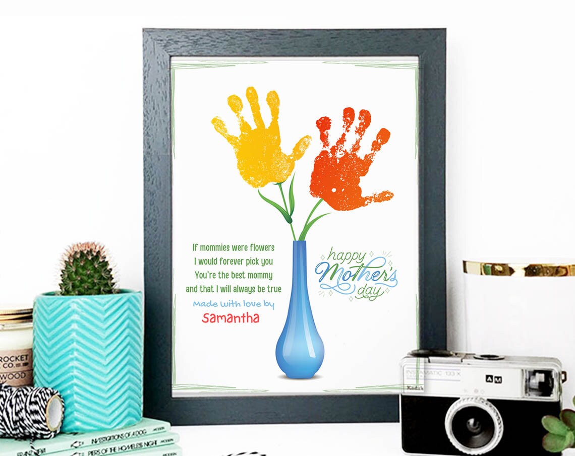Printable Handprint Crafts for Mother's Day Gift, Editable Handprint ...