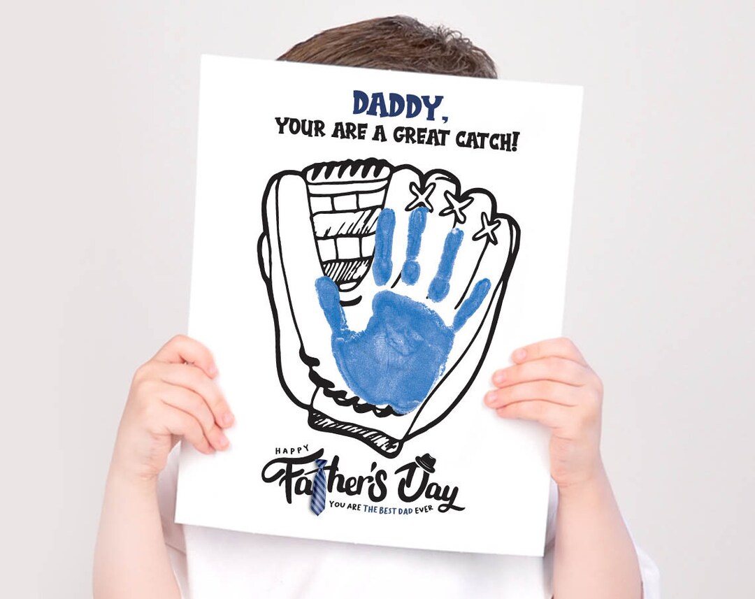 Baseball Handprint Art for Dad, Father's Day Great Catch Handprint Gift ...