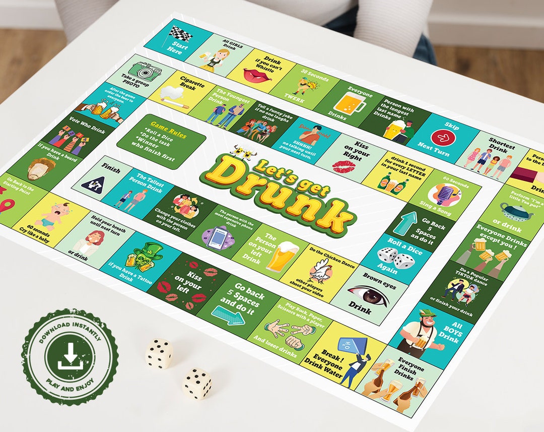 Lets Get Drunk Drinking Board Game, Bachelorette Party Game, Digital Download Drinking Game ...