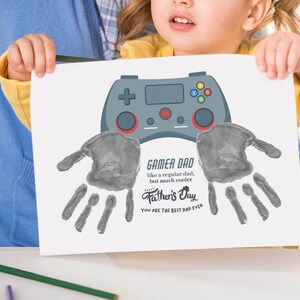 Gamer Dad Printable Handprint Art, Happy Father's Day Handprint Craft ...