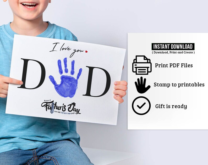 Printable Handprint Art for Fathers Day Gift DAD Handprint | Etsy