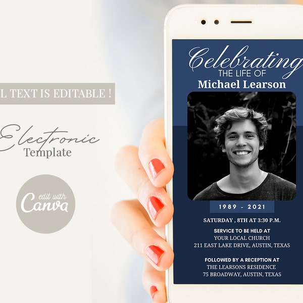 Celebration of Life Invitation Male - Etsy
