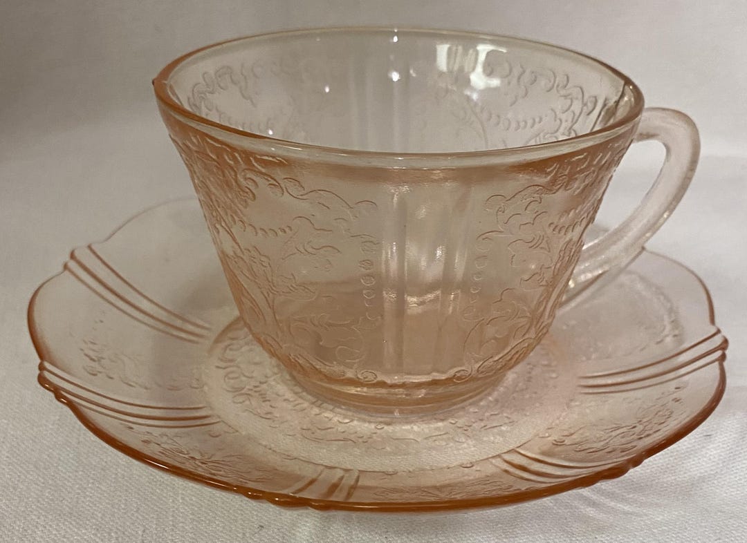 American Sweetheart Pink Cup and Saucer Mac Beth Evans Glass Company - Etsy