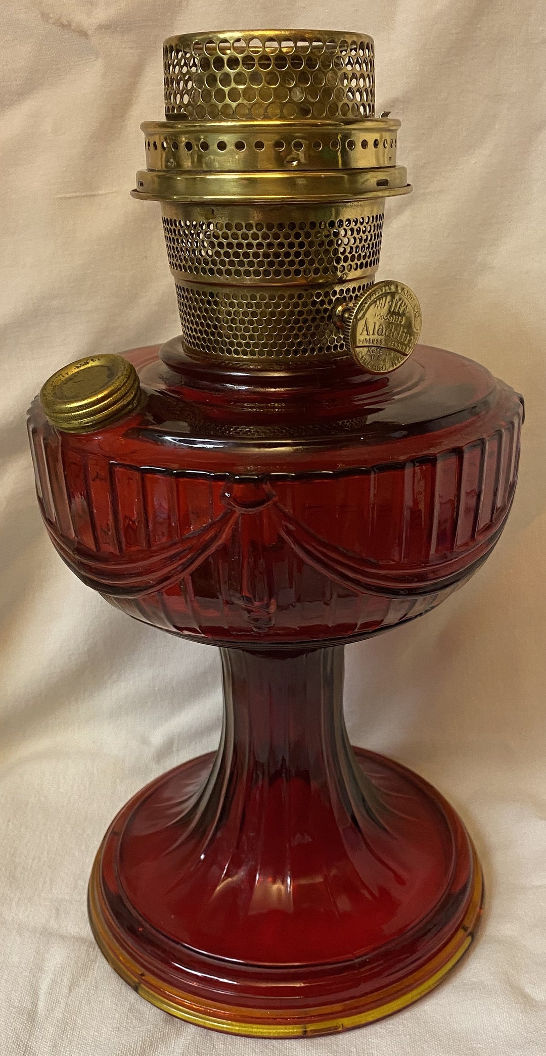 Short Lincoln Drape Red Oil Lamp Aladdin Mantle Lamp Company - Etsy