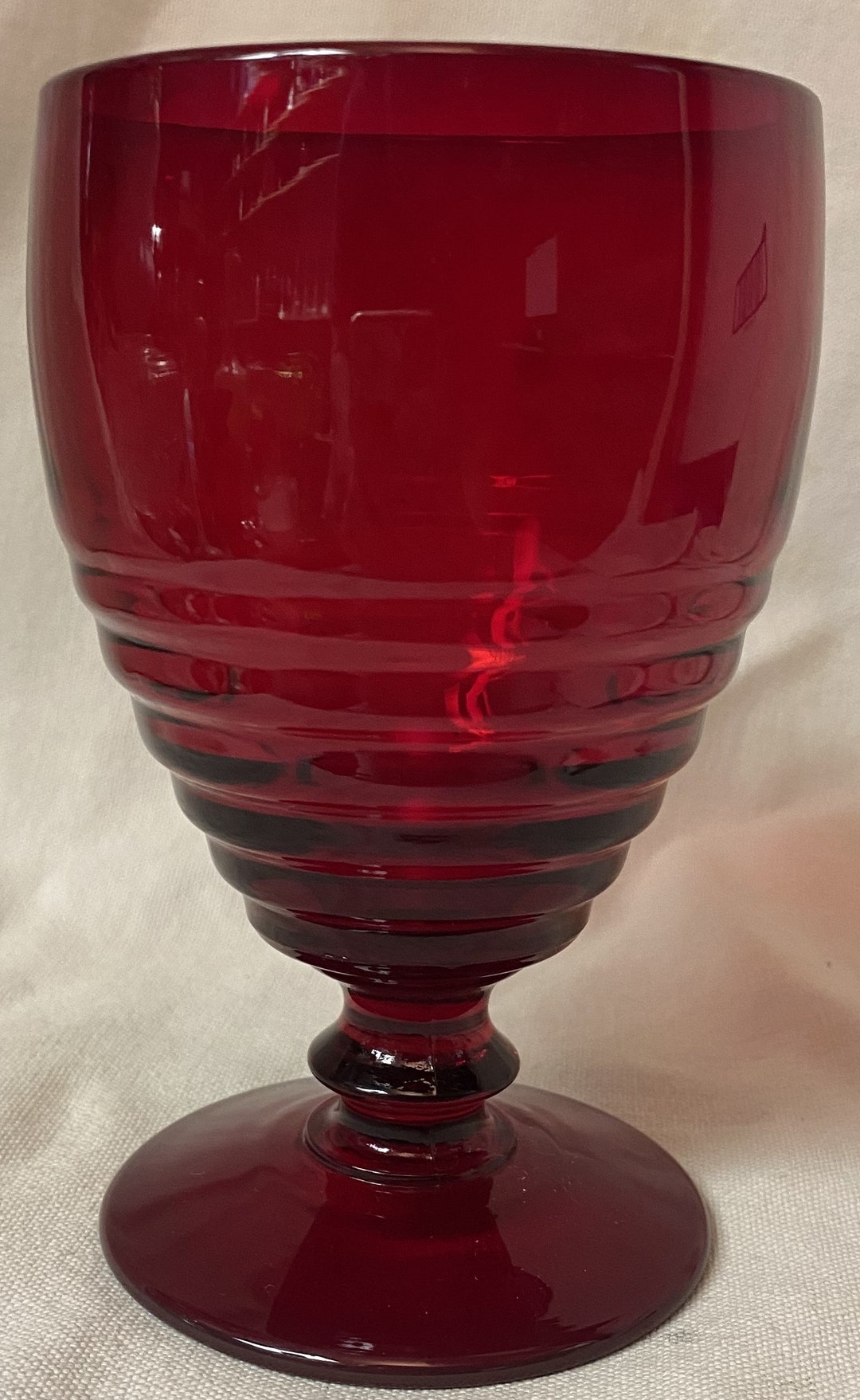 Penny Line Ruby Low Footed Goblet 5 1/8" Paden City Glass - Etsy
