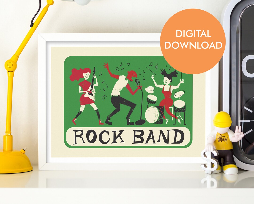 Pop/rock Band Printable Artwork, Music Studio Decor Digital Download ...