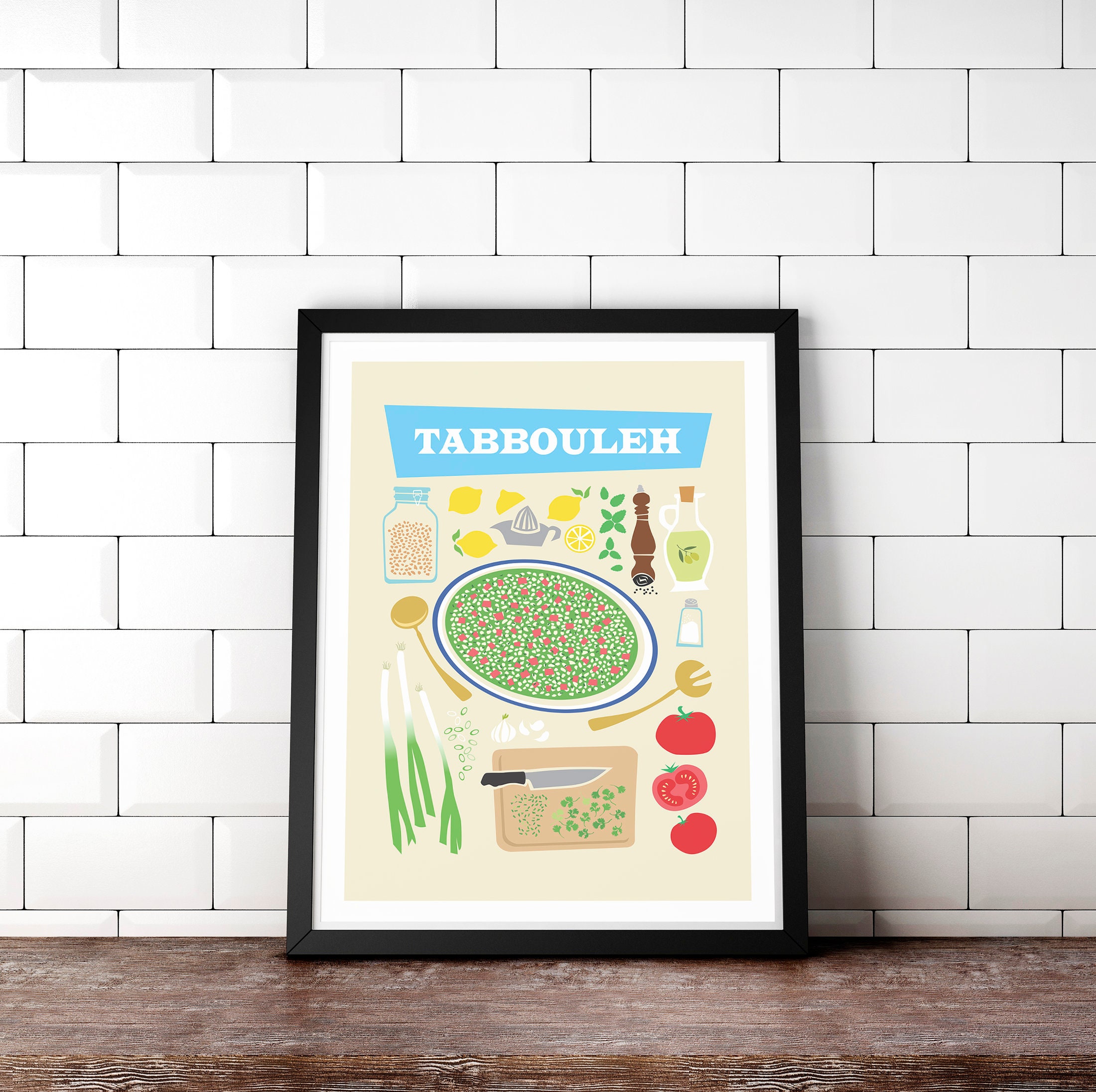 Tabbouleh Salad Poster Lebanese Food Kitchen Wall Art - Etsy
