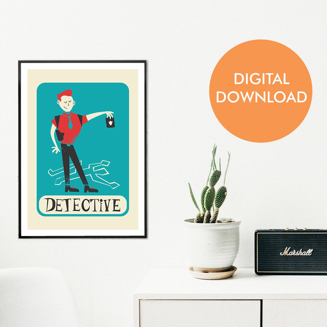 Detective Police Printable Poster Investigator Instant - Etsy