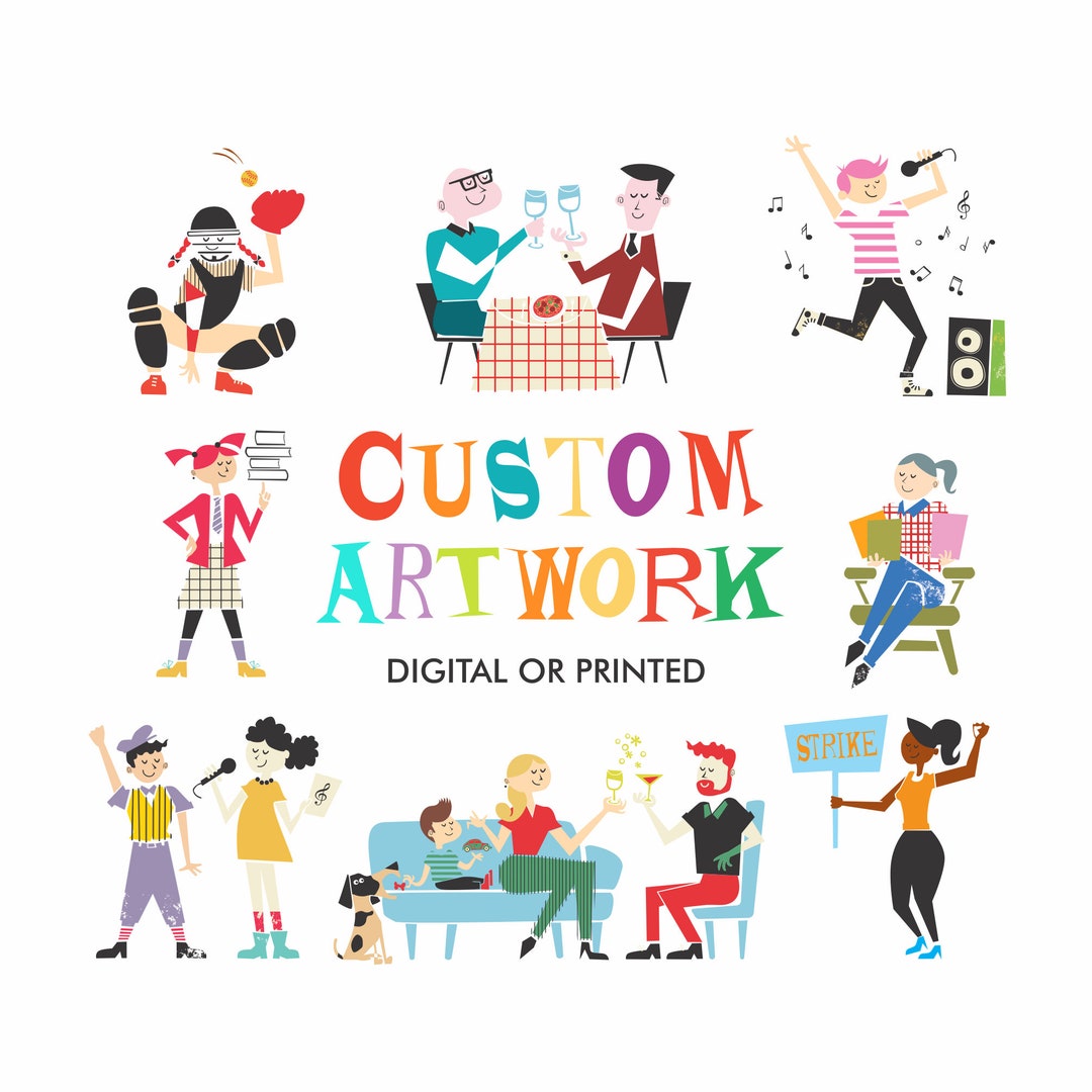 Custom Cartoon Art Family Personalized Cute Cartoon Digital - Etsy