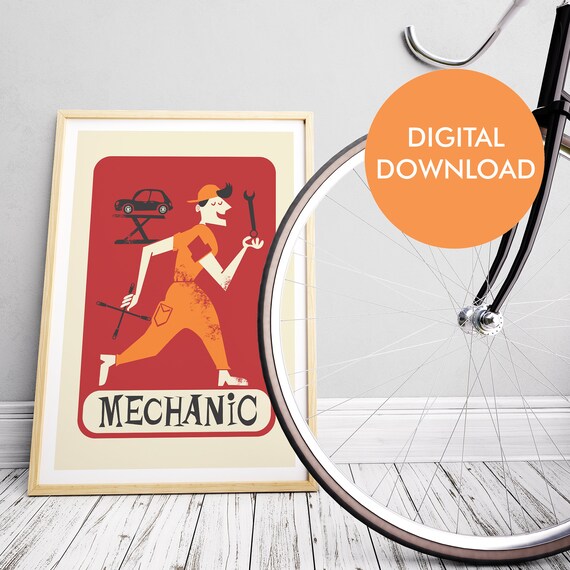 Car Mechanic Guy Printable Poster Digital Download PNG Print - Etsy