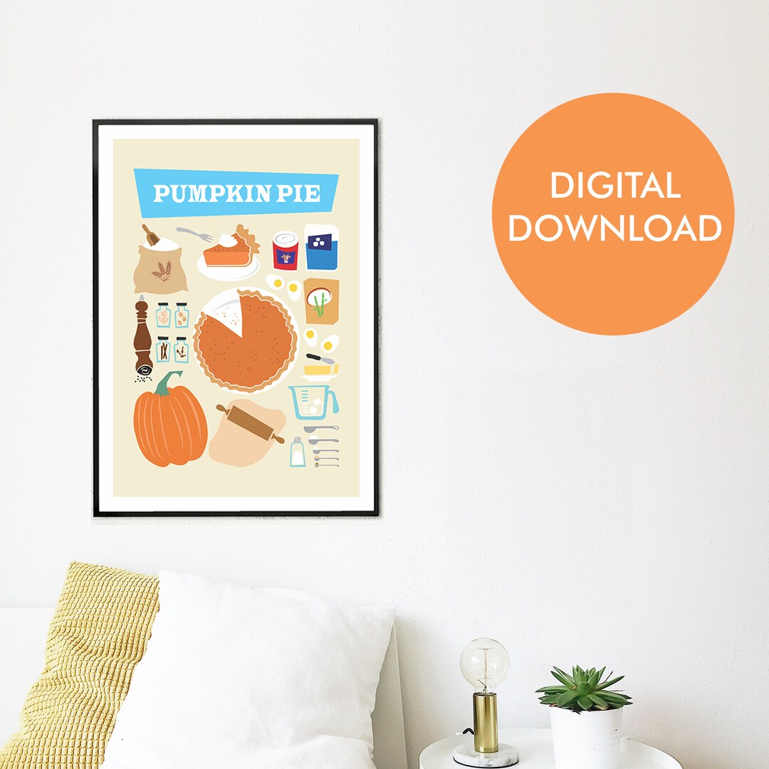 Instant Download Pumpkin Pie Print, Bakery & Home Printable Wall Decor ...
