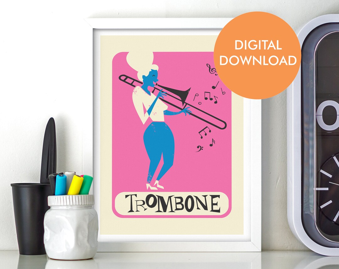 Trombone Digital Download Poster, Musician Teacher Student Personalized ...