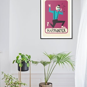 Harmonica Christmas Gift Printable Poster, Funny Gift Music Student ...