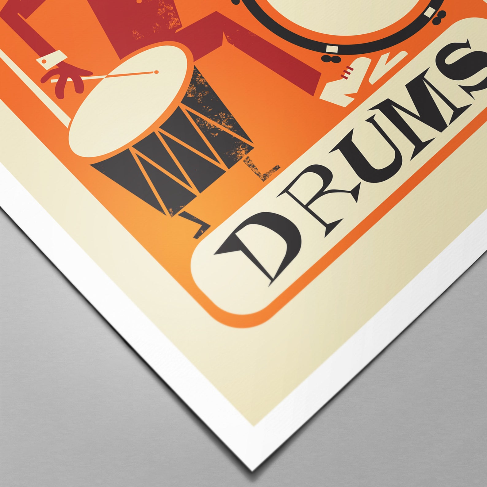 Drummer Player Vintage Retro Poster, Drums Music Room Print, Rock Music ...