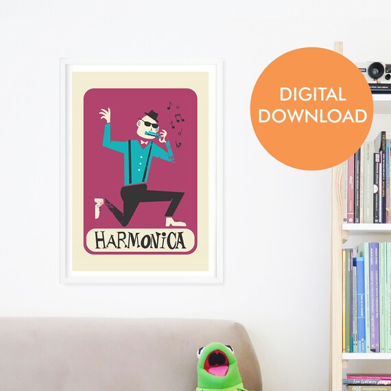 Harmonica Christmas Gift Printable Poster Funny Gift Music - Etsy