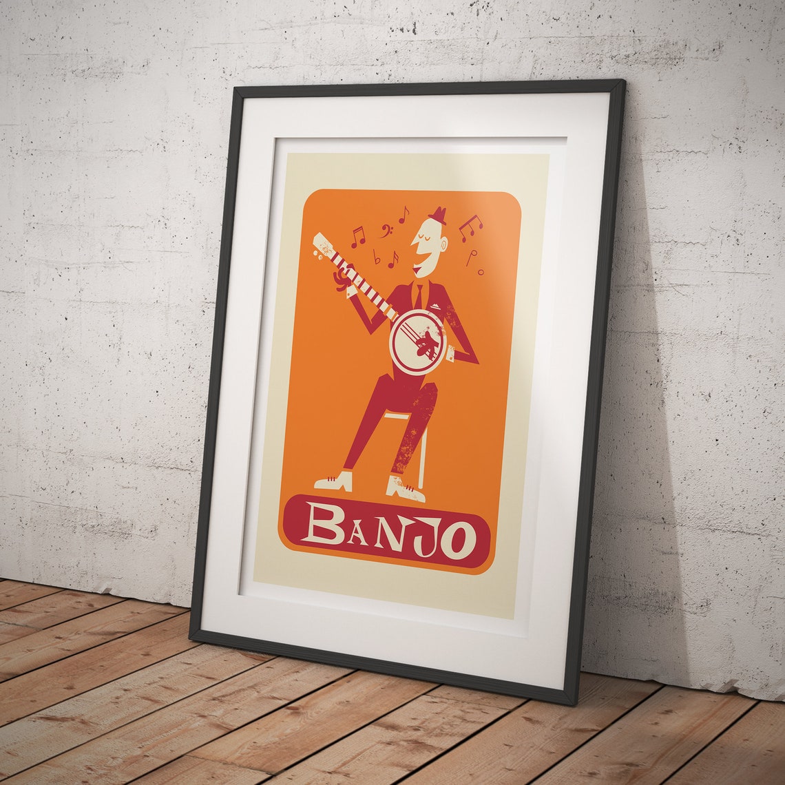 Banjo Player Vintage Print Poster Birthday Gift Pop Music | Etsy