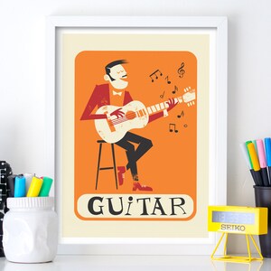 Guitar Player Poster, Color of Your Choice, Live Music Club Night, Mid ...