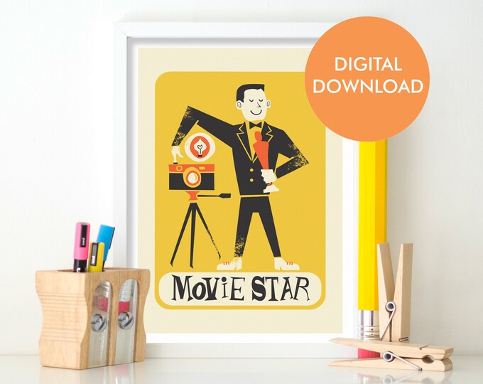 Movie Star Instant Download Poster, Gift for Actor, Customisable ...