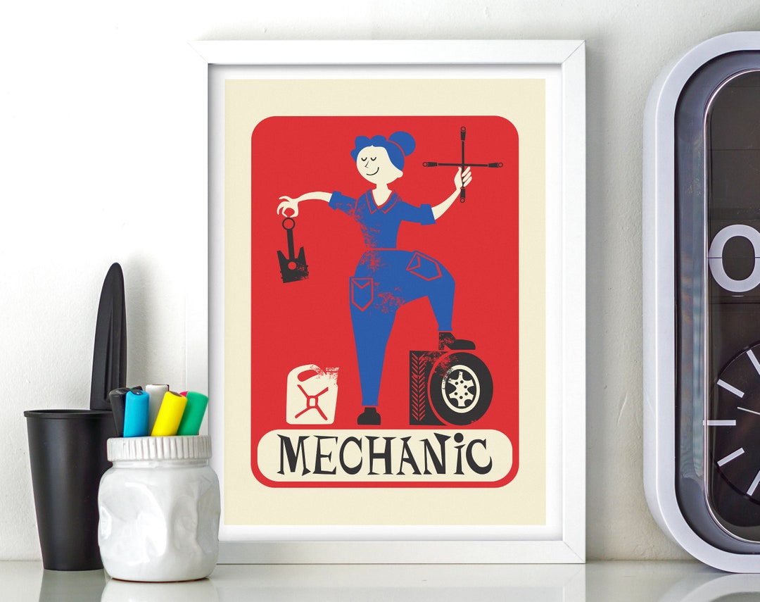Mechanic Custom Funny Artwork Poster, Retro Oldschool Birthday Present ...