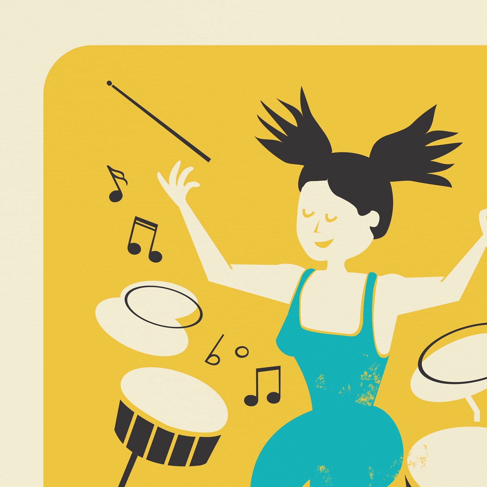 Drummer Girl Poster Print Gift for Musician Choose Your | Etsy