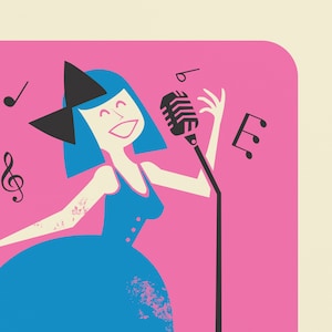 Girl Singing Poster, Studio Decor, Print for Music Lover or Singer, Mid ...