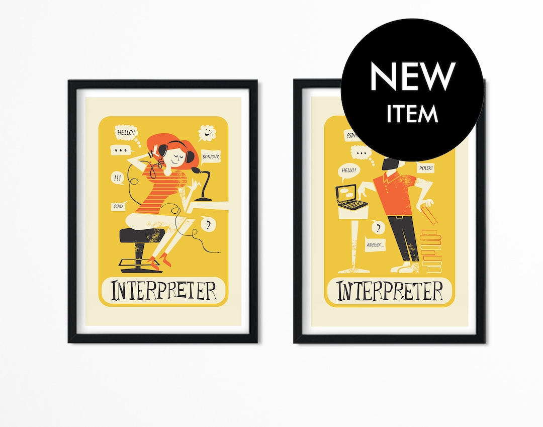 Set of Two Interpreter Posters, Mid 50s Classic, Personalized Print for ...
