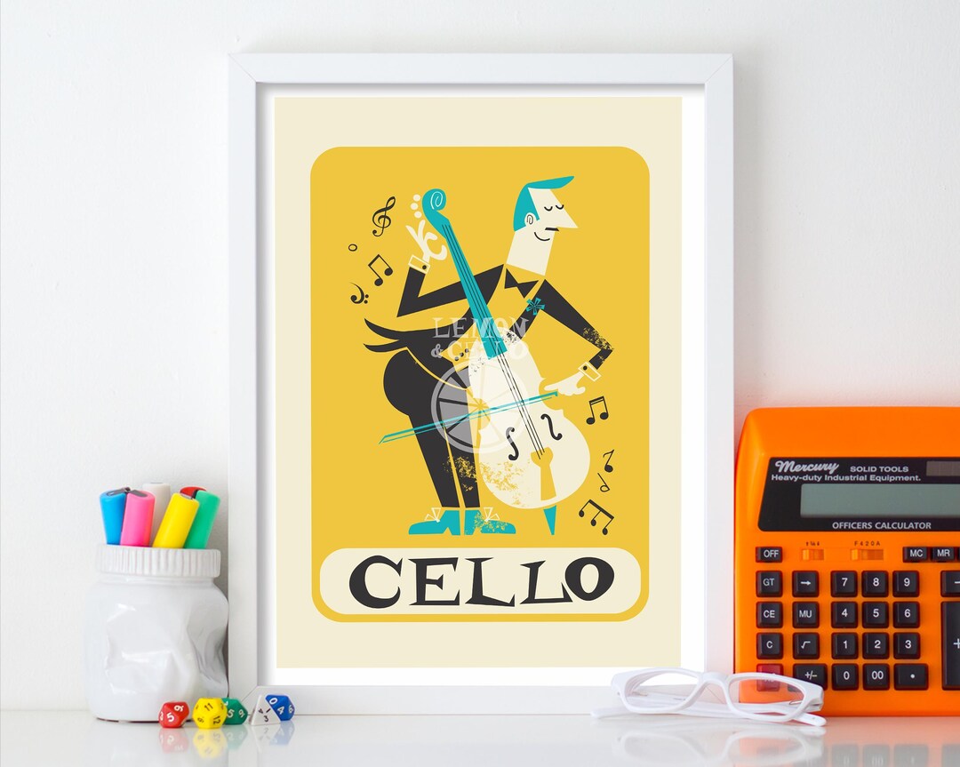 Male Cellist Player, Cello Gift Poster, Musician Vintage Print, Cello ...