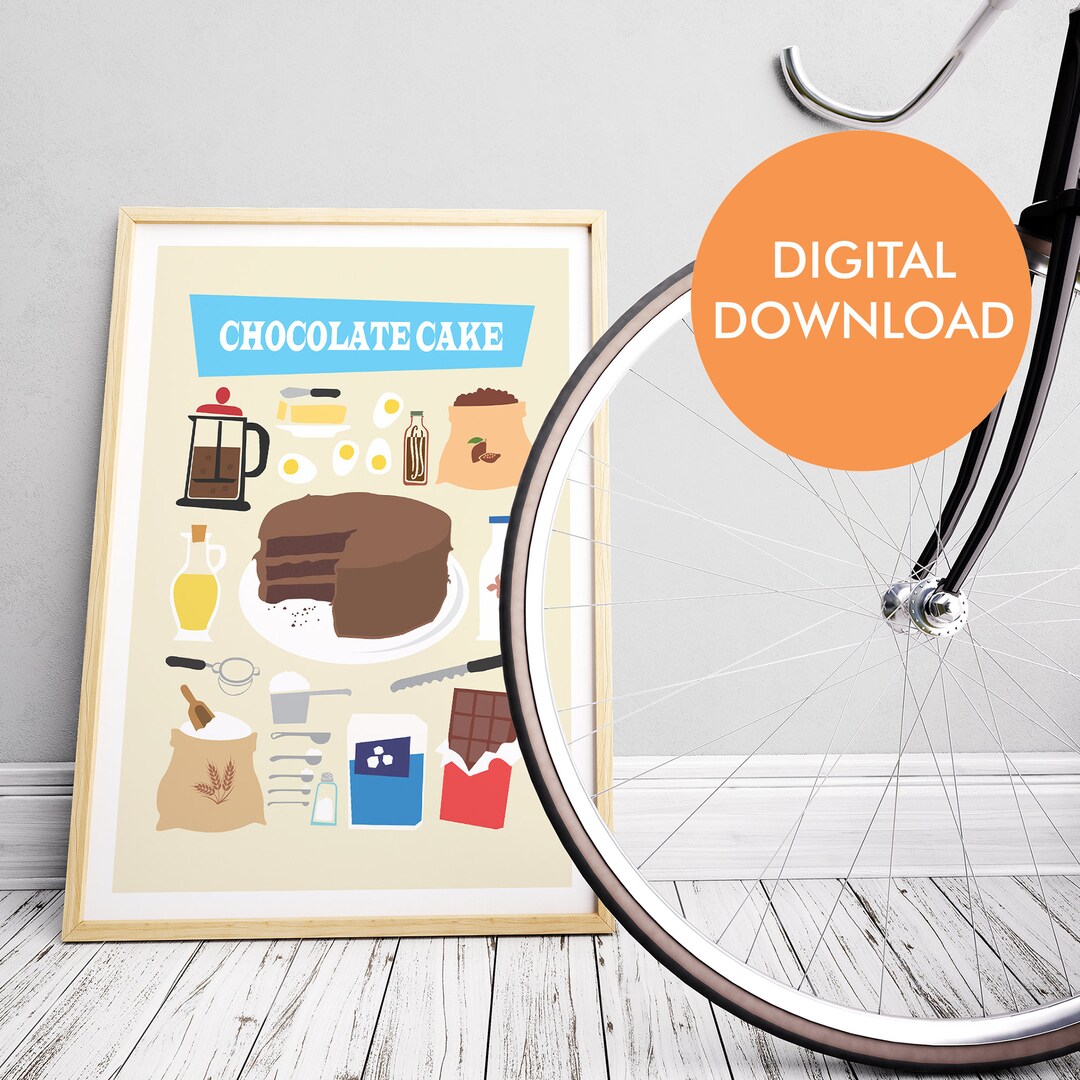 Chocolate Cake Instant Download Poster Gift for Pastry Chef - Etsy
