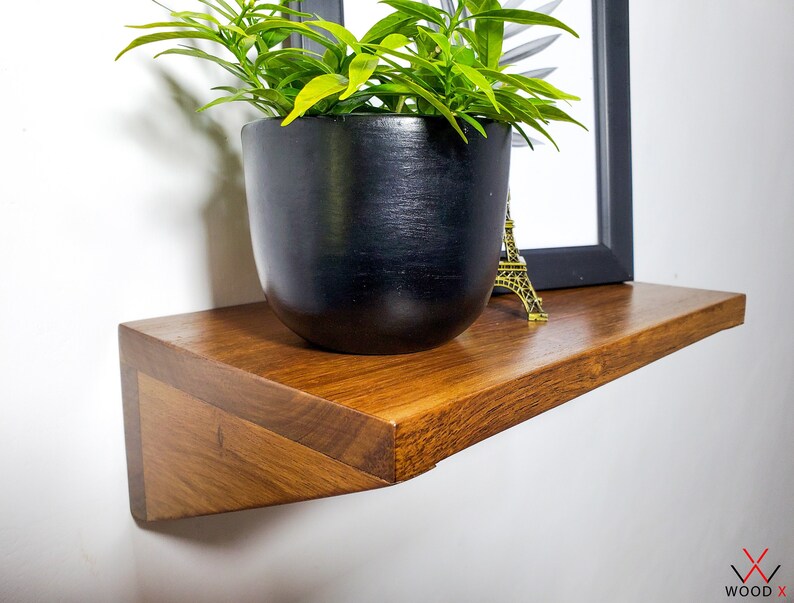 Floating Teak Shelf Wooden Wall Shelf Living Room Shelf Plant Shelf ...