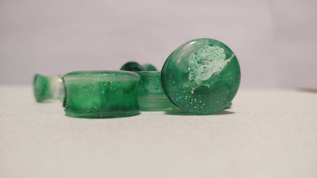 Green Double Flared Gauges / Green Resin Ear Gauges / Green Ear Plugs ...