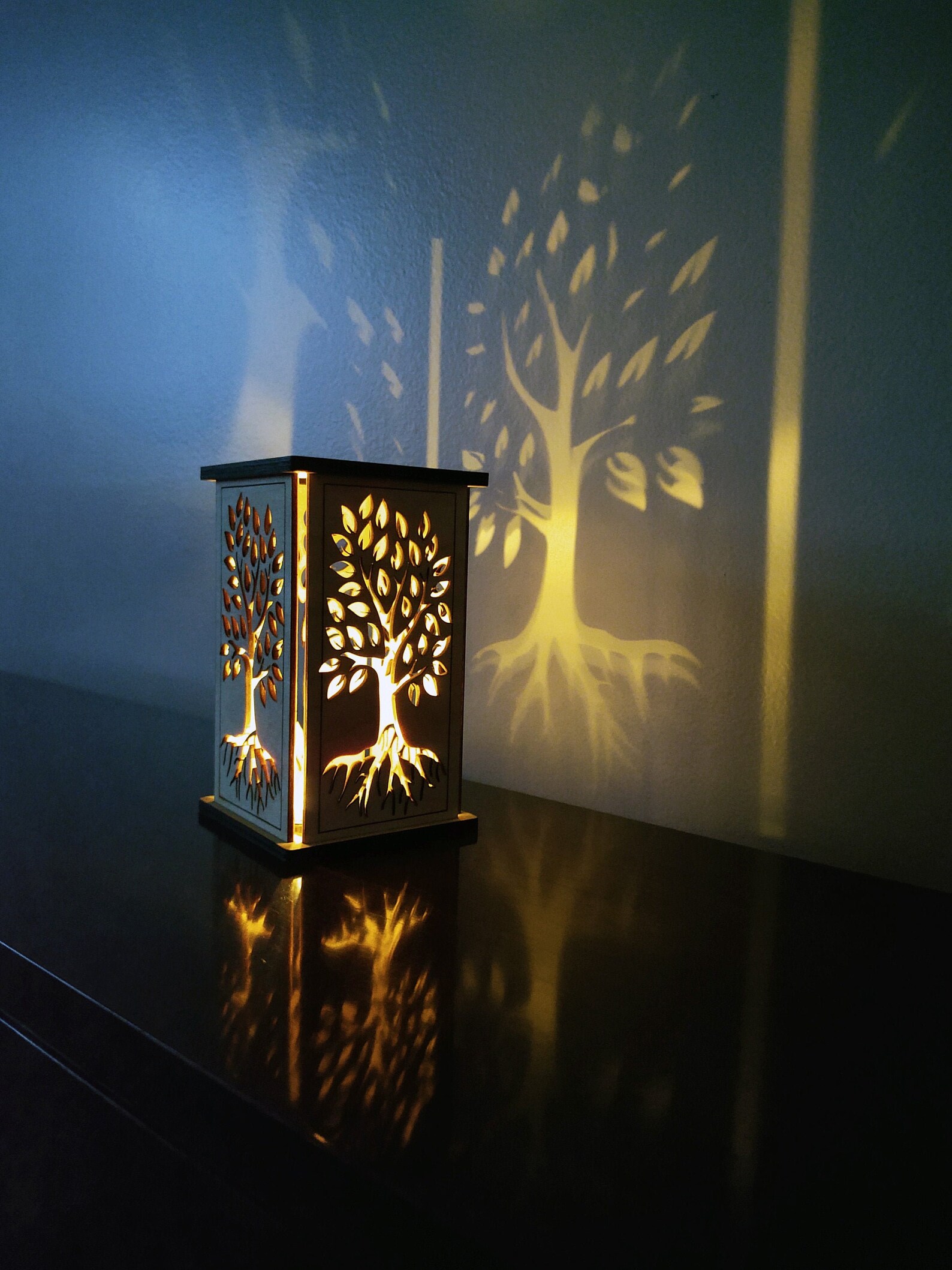 Tree of Life Rustic 6 inch lantern shadow casting natural | Etsy