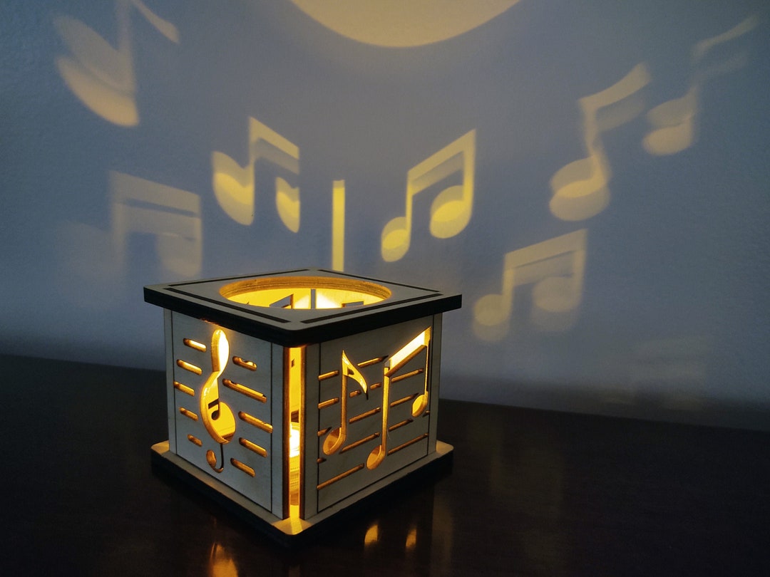 Music Notes Shadow Casting Natural Wood LED Lantern Rustic 3 - Etsy