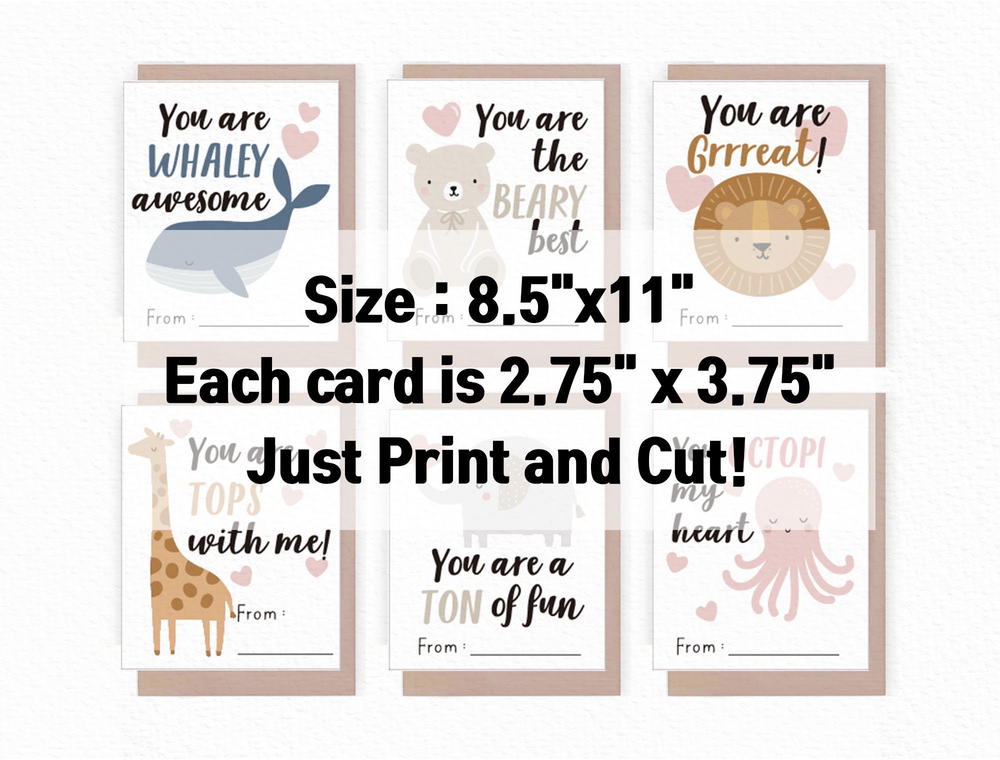 Printable Cards for Kids Classroom Card 2.75x3.75 Size Cute - Etsy