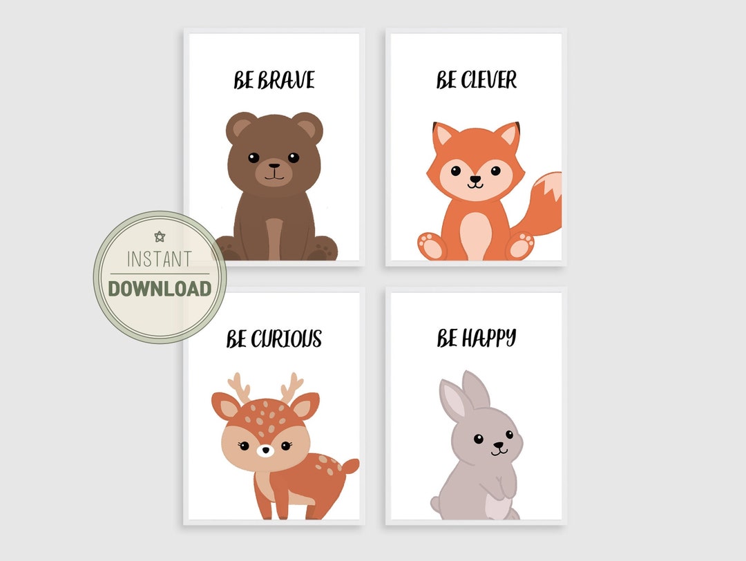 Printable Woodland Animals Poster, Nursery Poster, Neutral Baby Wall ...