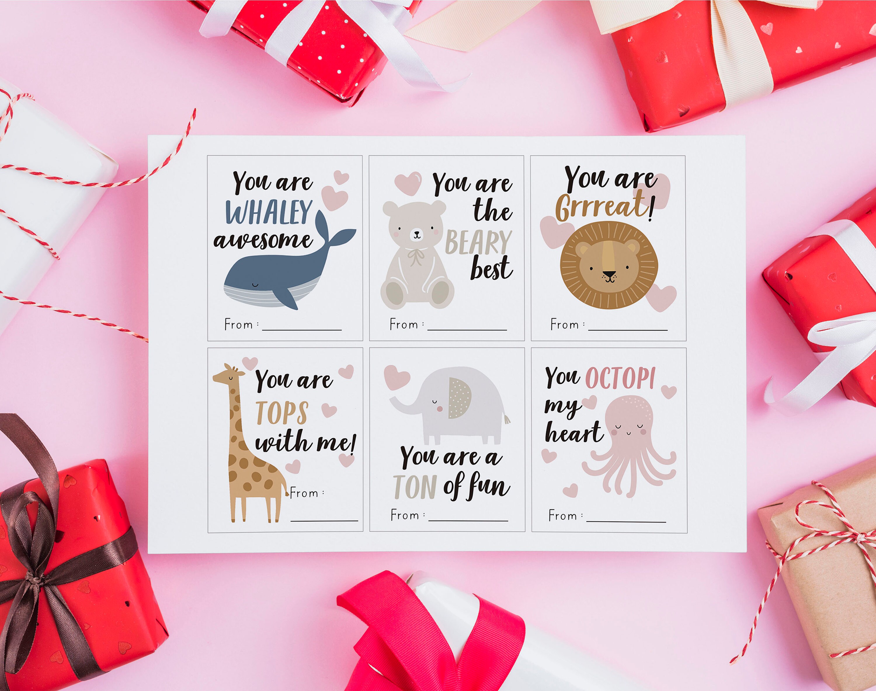 Printable Cards for Kids, Classroom Card 2.75x3.75 Size, Cute Animal ...