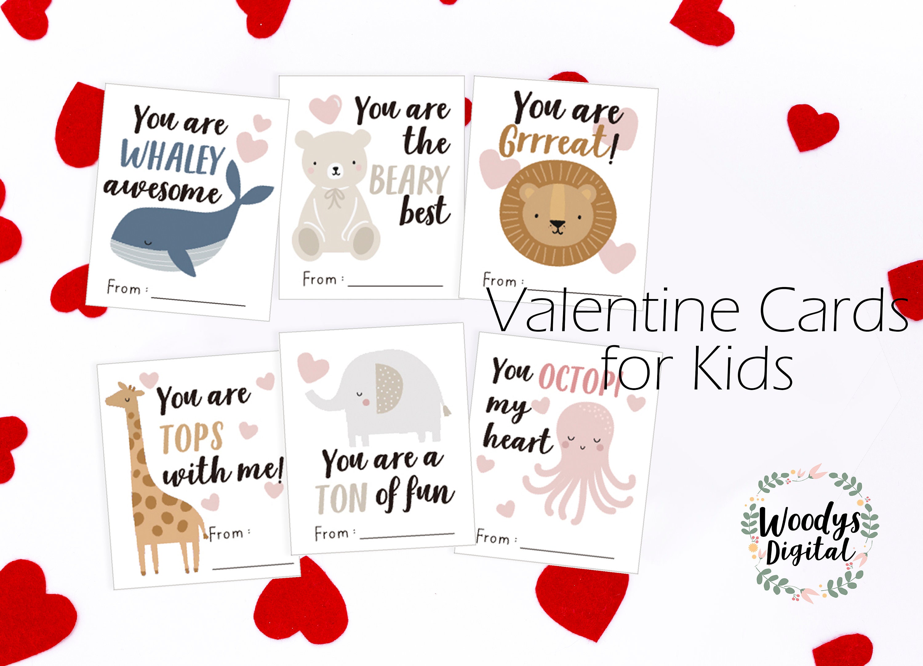 Printable Cards for Kids, Classroom Card 2.75x3.75 Size, Cute Animal ...