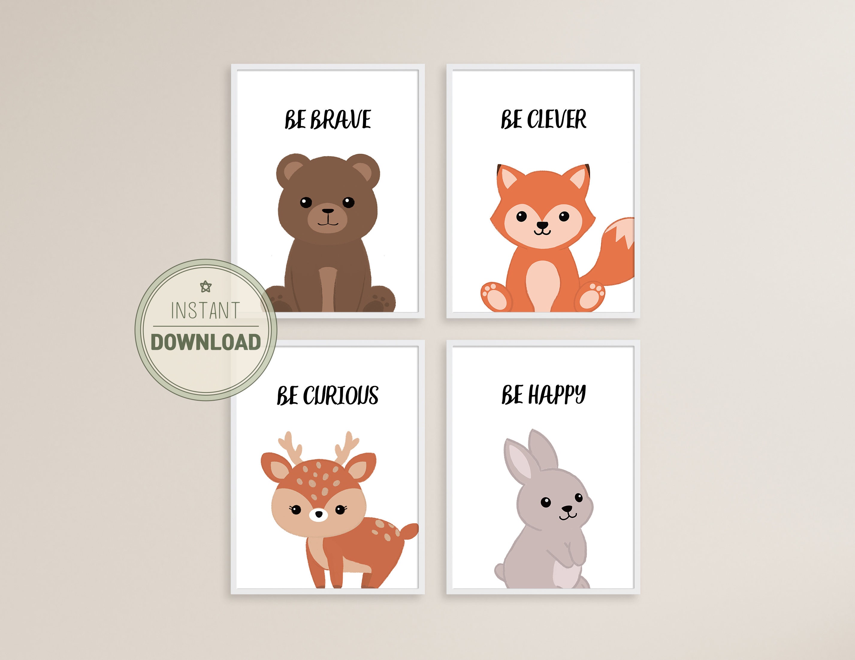 Printable Woodland Animals Poster, Nursery Poster, Neutral Baby Wall ...