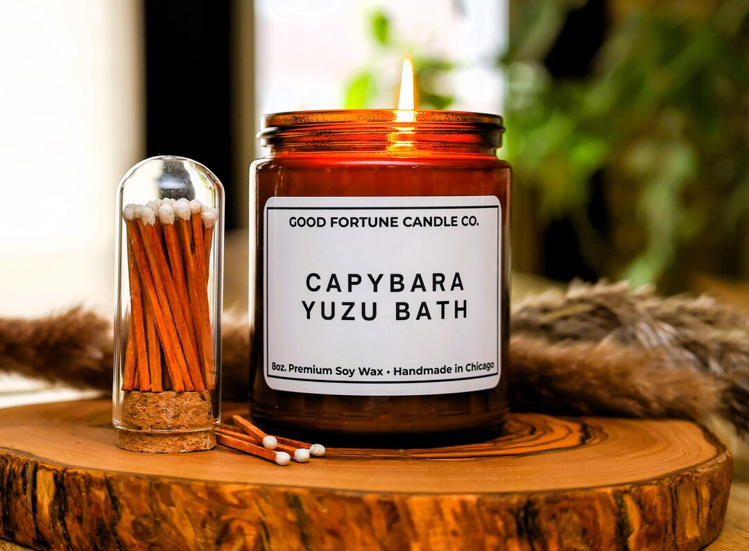 Handmade Soy Wax Candle in Capybara Yuzu Bath | Premium Soy Wax Scented ...