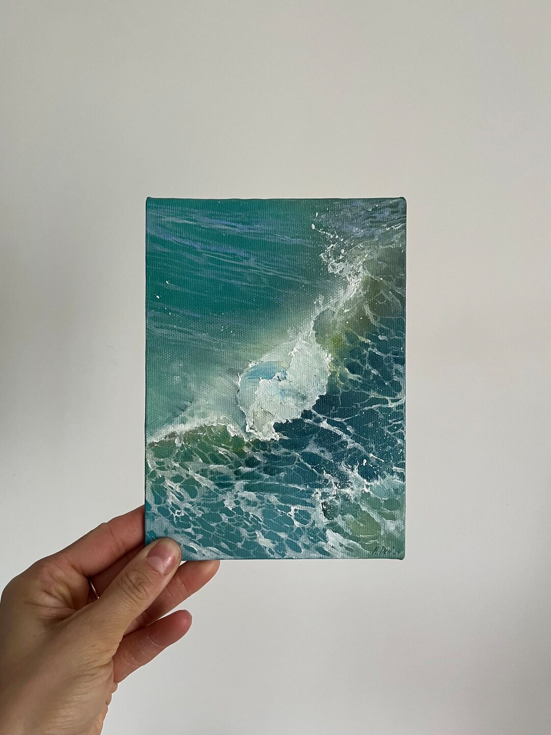 Miniature Sea Oil Painting, Ocean Wave Art (7.08x5.11 Inch) - Etsy
