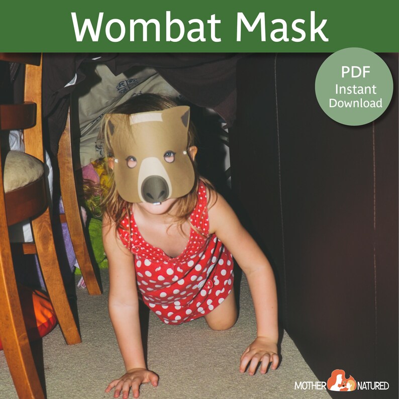 Printable Wombat Mask Wombat Mask for Kids Marsupial Mask Australian ...