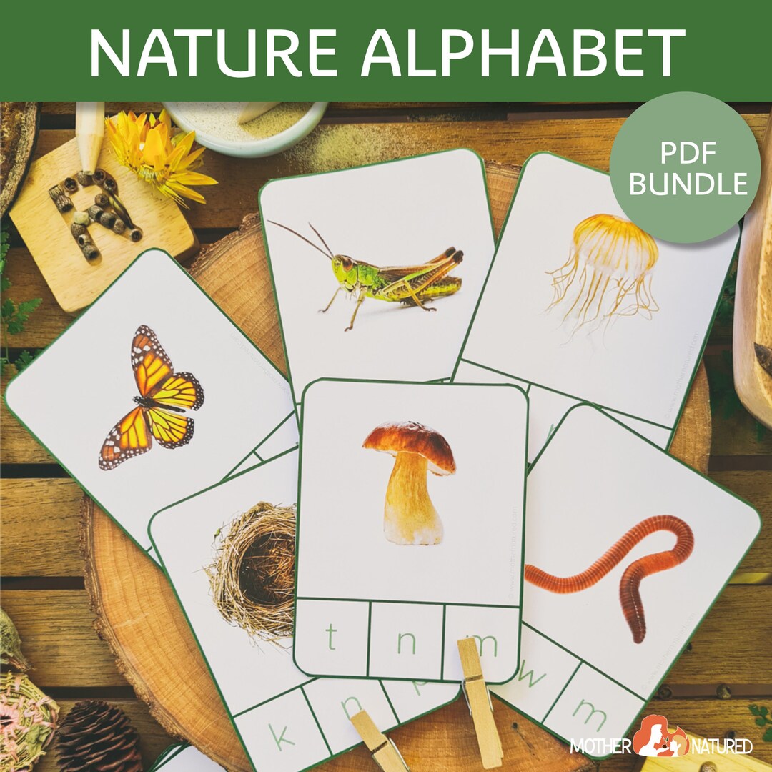 Nature Alphabet Peg Cards | Nature Clip Cards | Nature Alphabet Clip ...