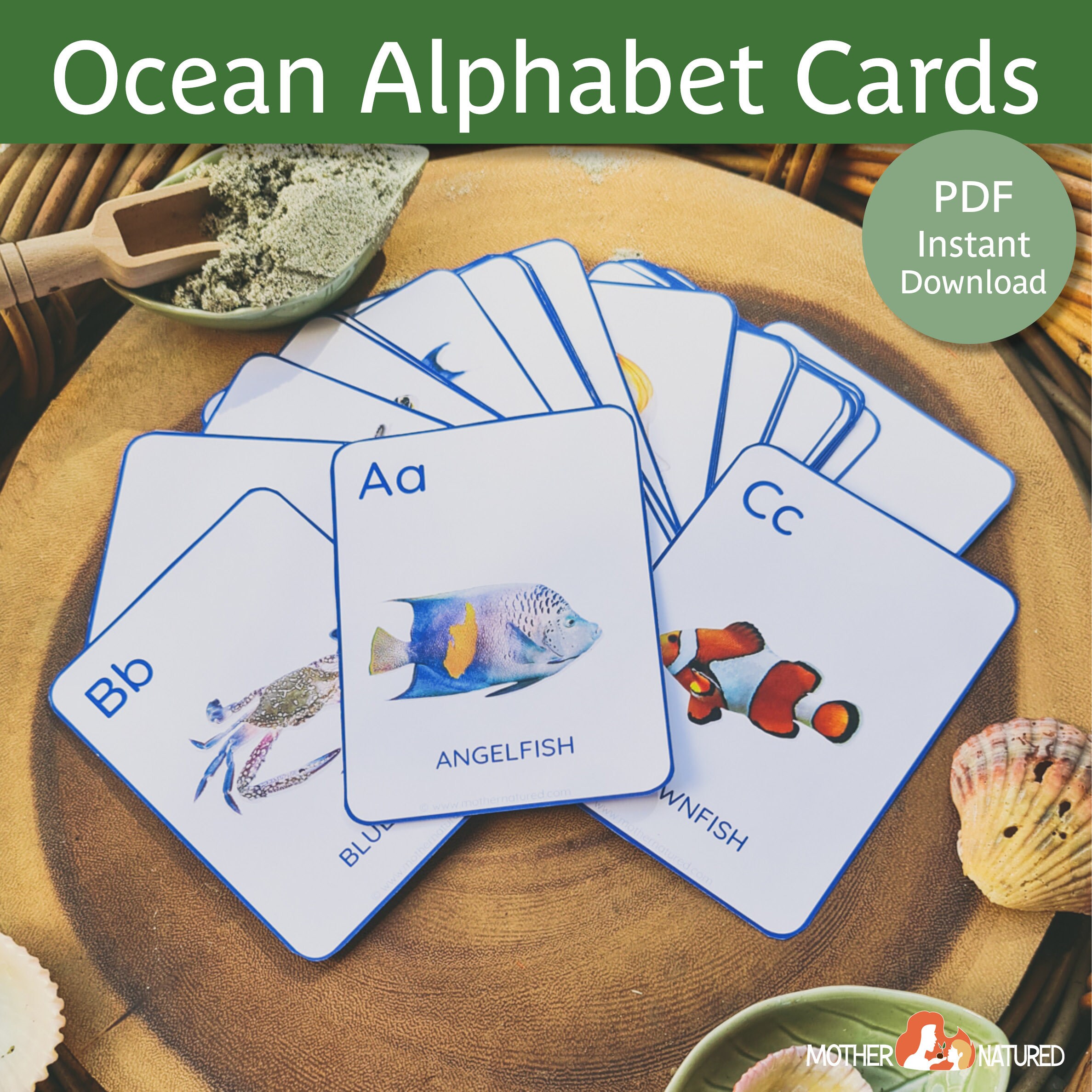 Ocean Alphabet Cards Alphabet Flash Cards Ocean Flash - Etsy