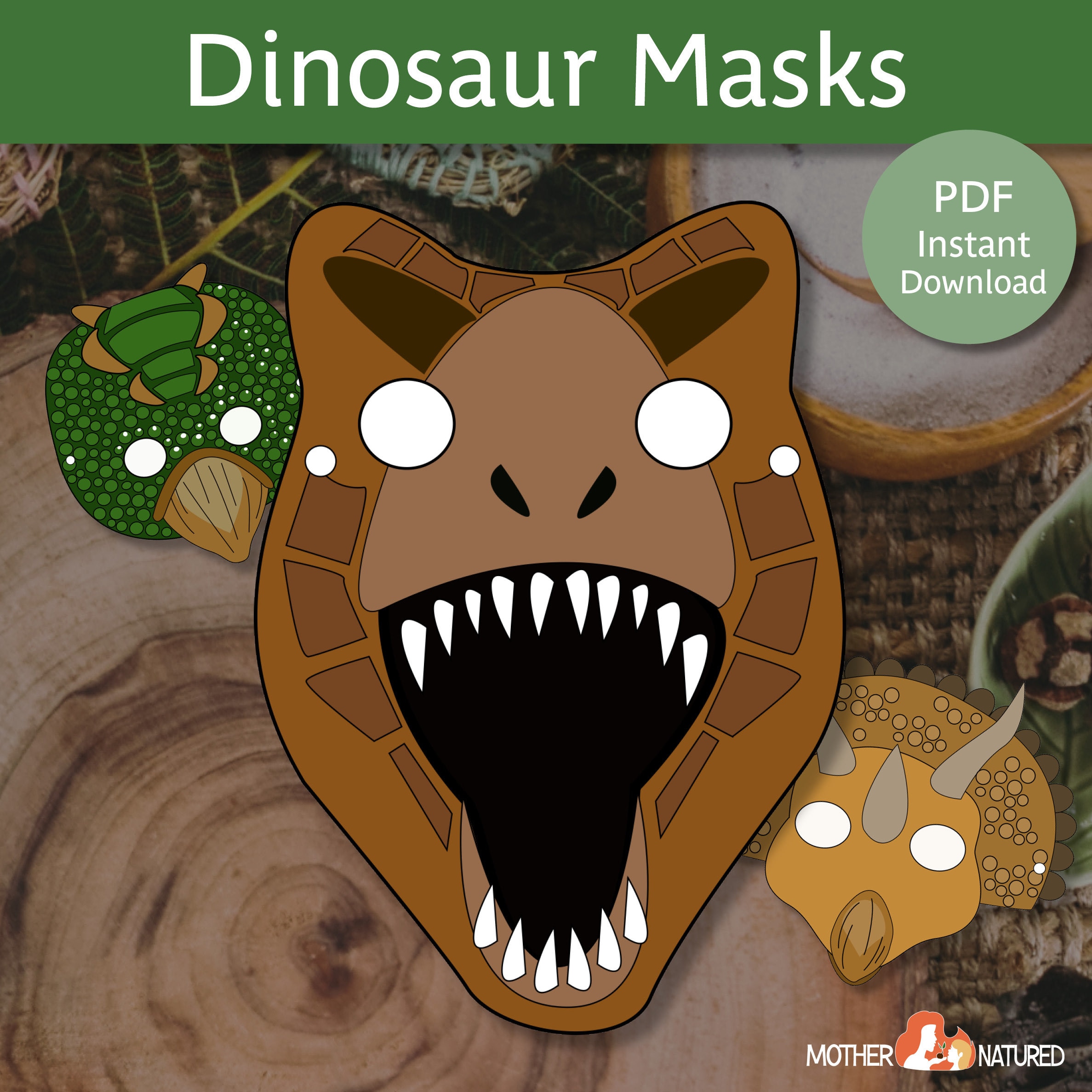 Dino Mask Dinosaur Masks Printable Dinosaur Masks - Etsy
