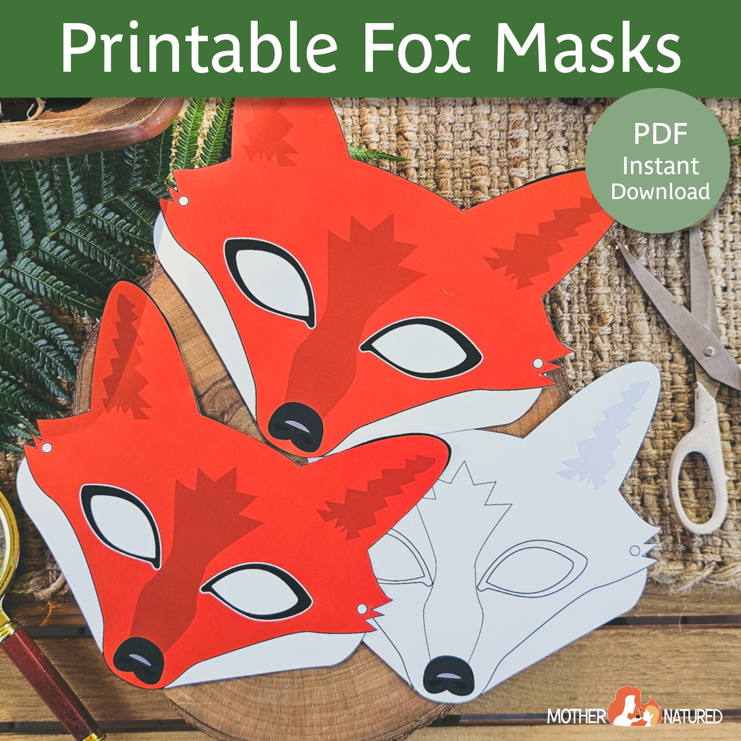 Fox Mask Adult Fox Mask Fox Mask for Kids Printable Fox Mask Red Fox Mask Fox Costume - Etsy