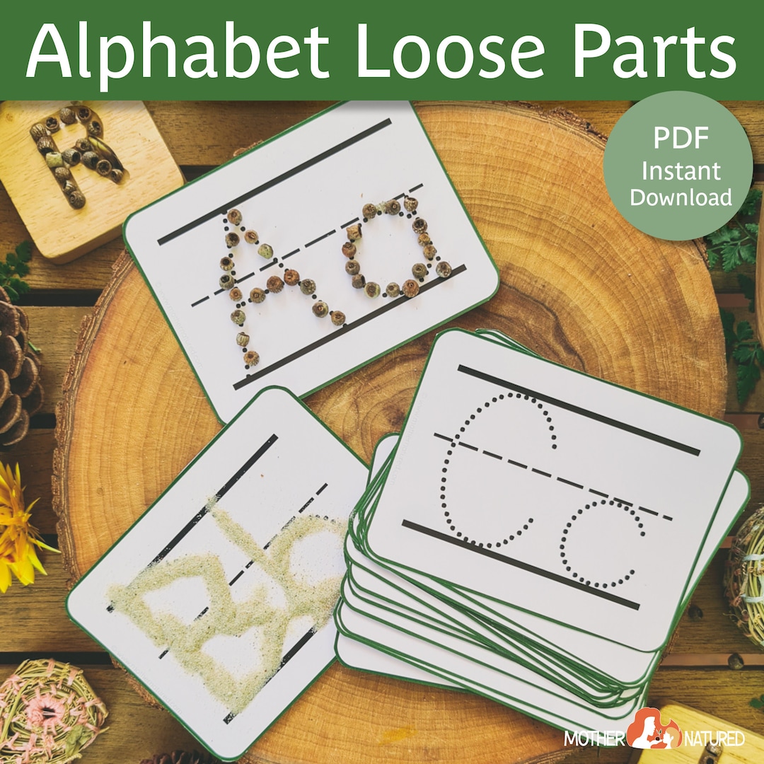 Alphabet Loose Parts | Nature Alphabet Cards | Alphabet Loose Parts ...