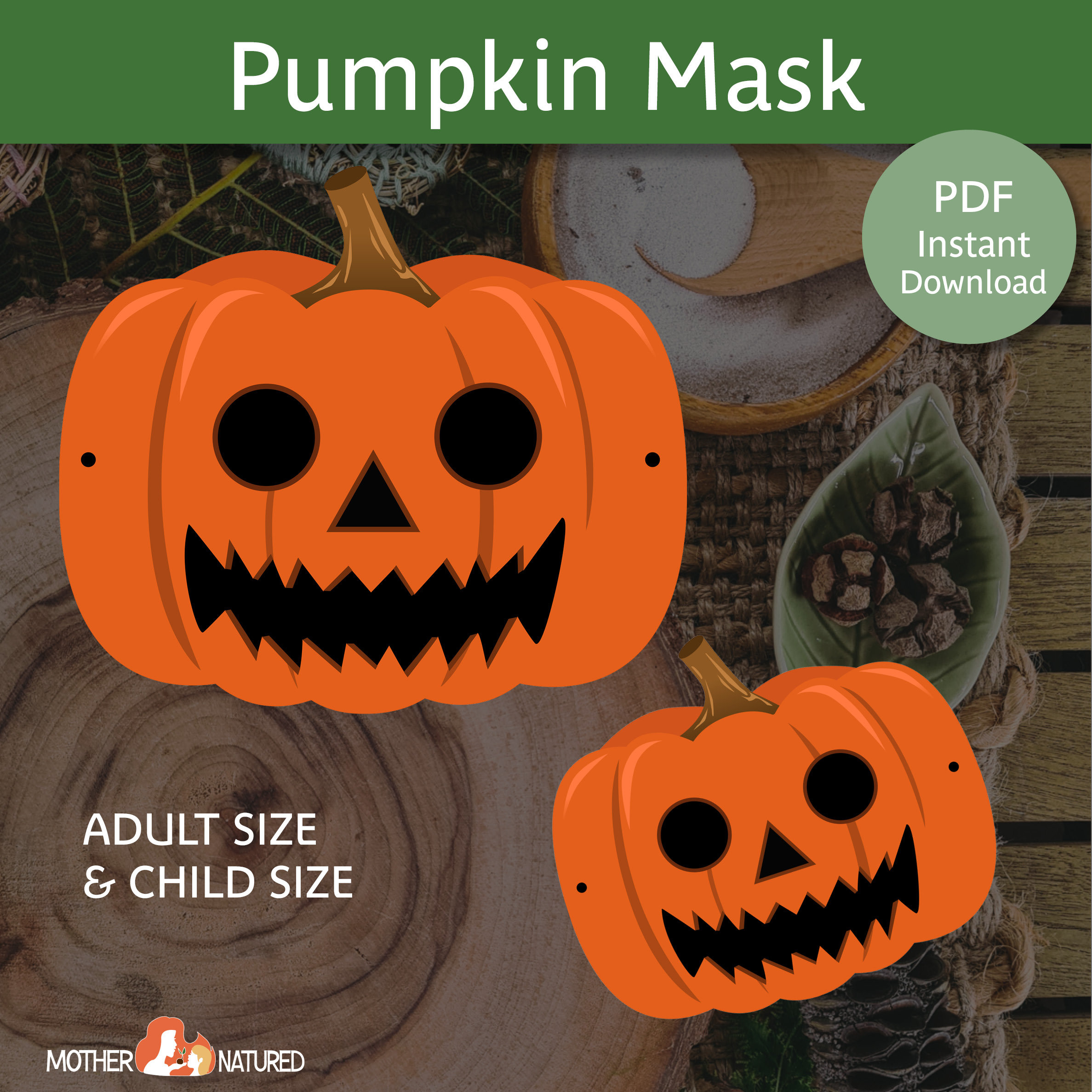 Pumpkin Mask Printable Pumpkin Mask Halloween Pumpkin Mask Scary ...