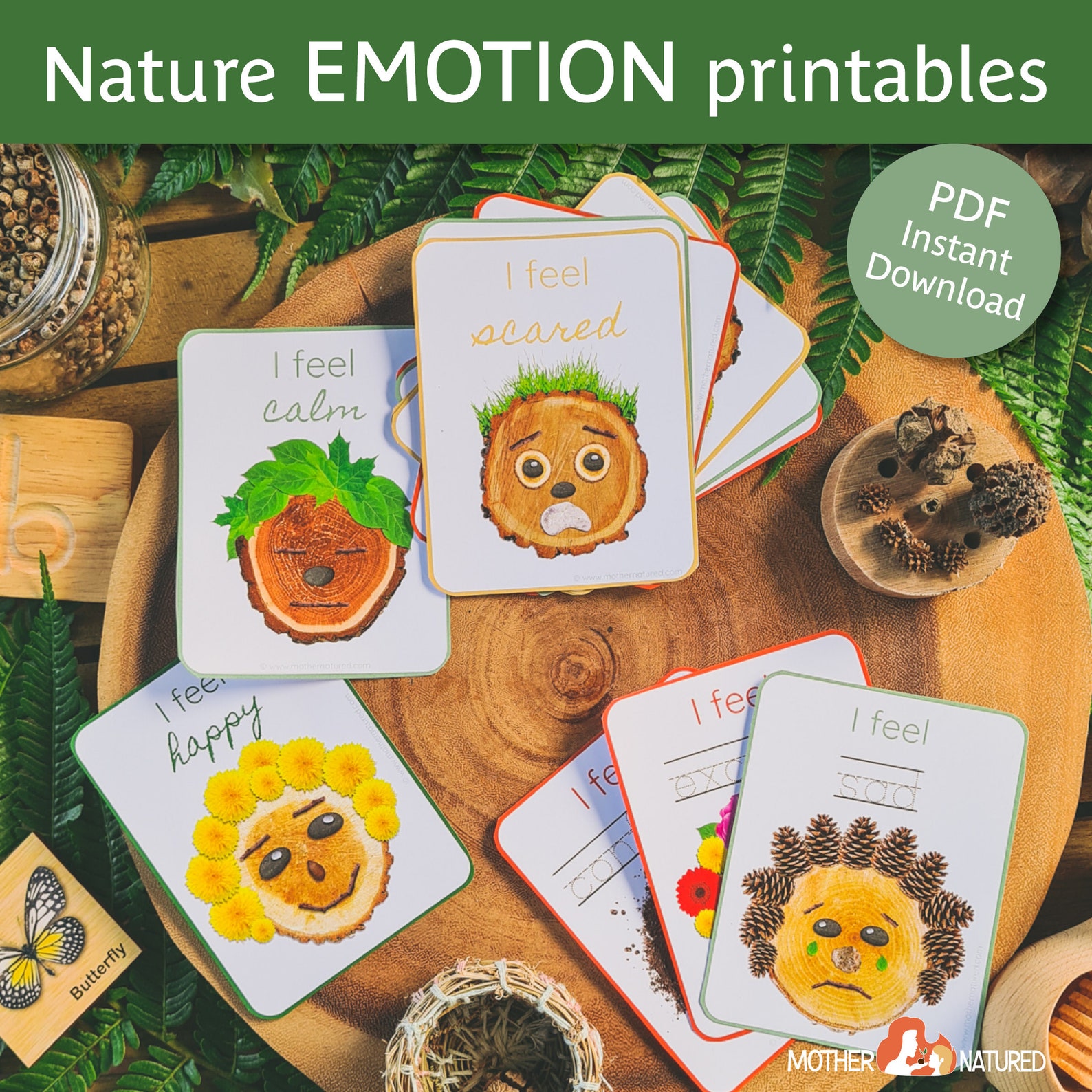 Nature Emotion Cards Nature Feelings Cards Montessori - Etsy